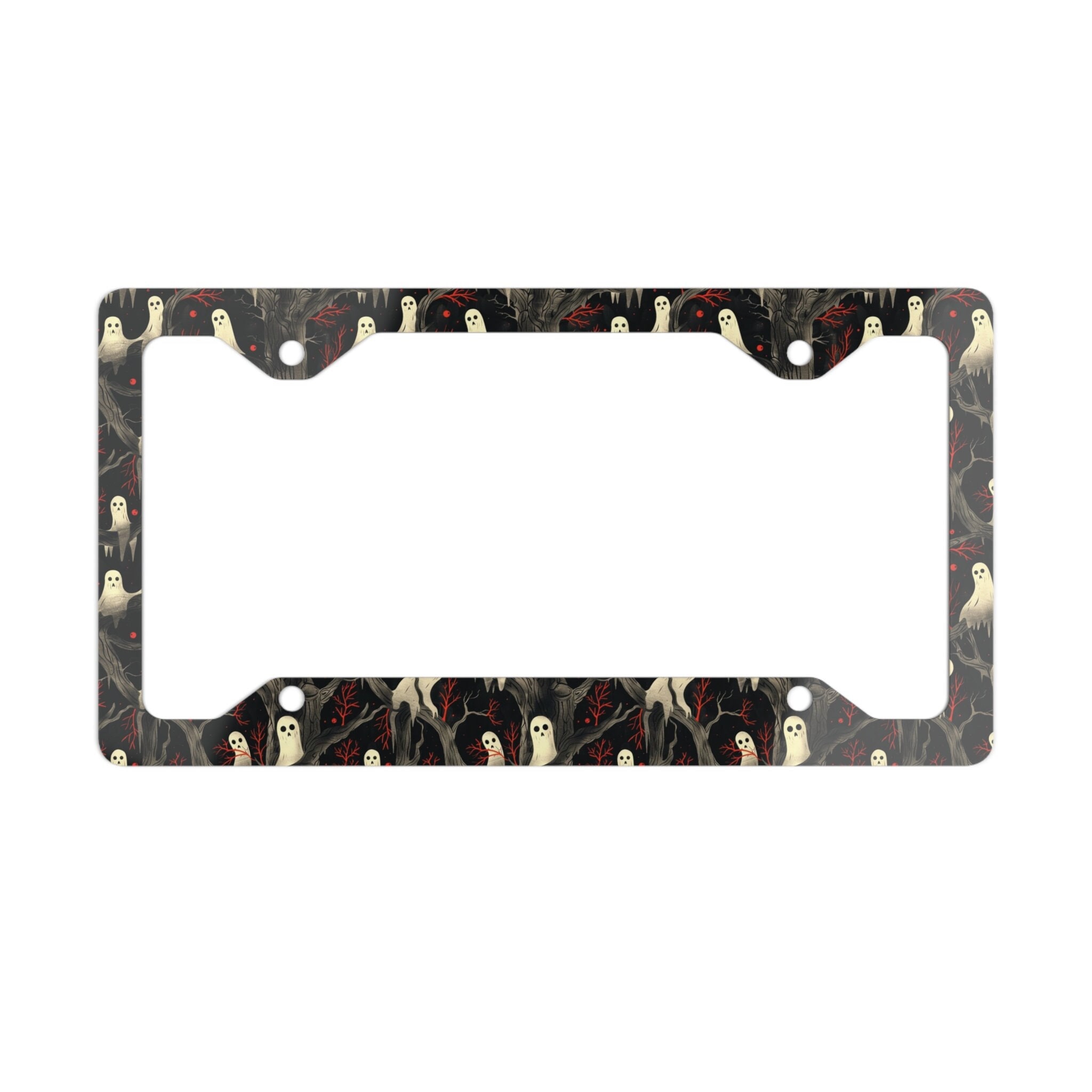 Spooky Halloween Car Metal License Plate Frame, Ghost Tree License ...