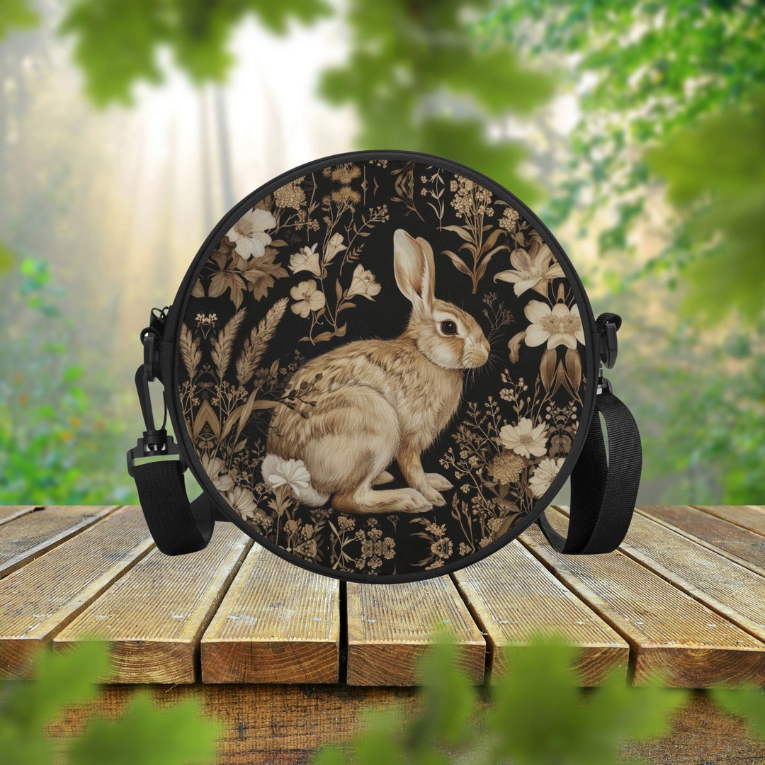 Retro Rabbit Forest Floral Round Satchel Bag, Vintage Woodland Nature ...