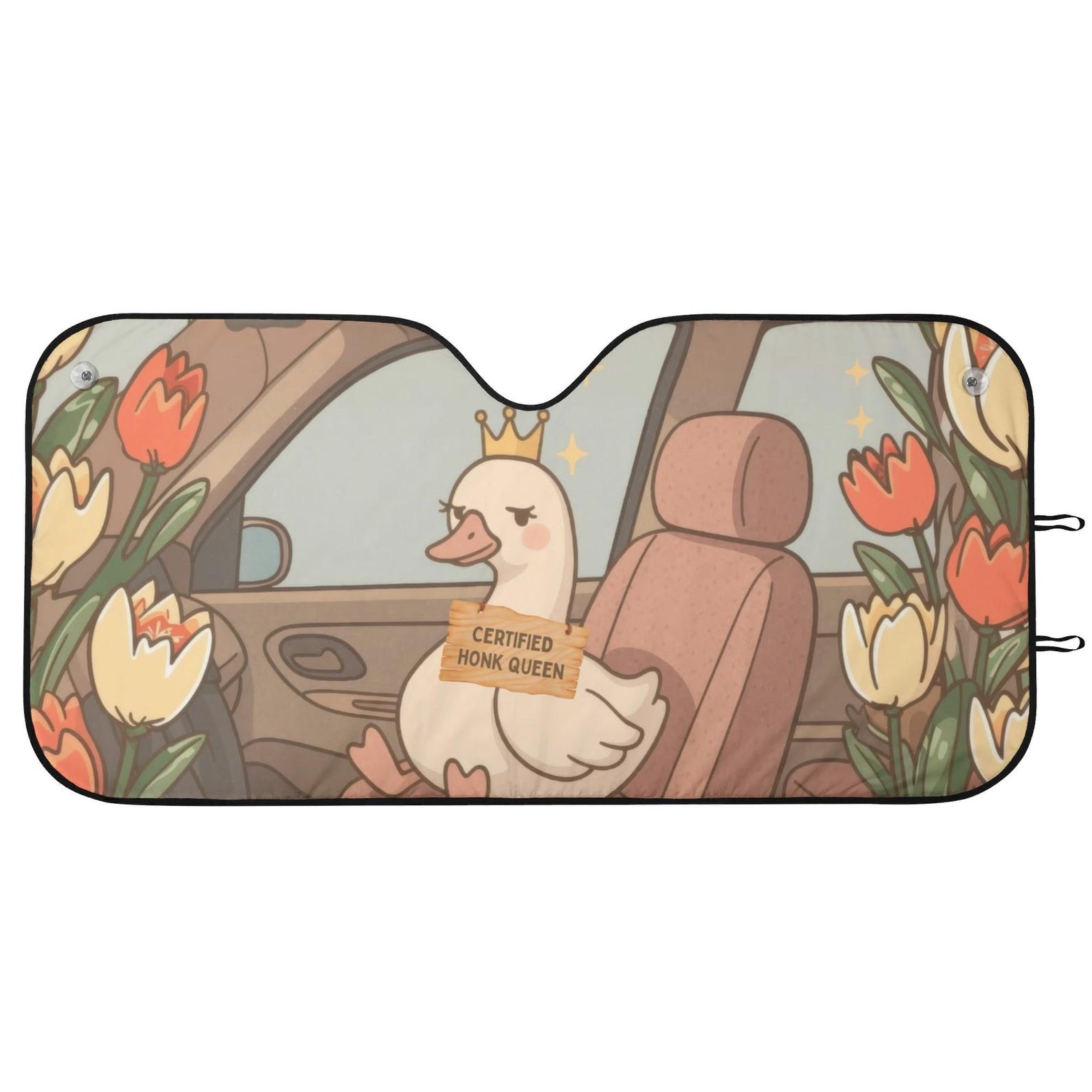 Funny Goose Honk Queen Car Auto Sun Shade, Cute Girly Floral Windshield ...