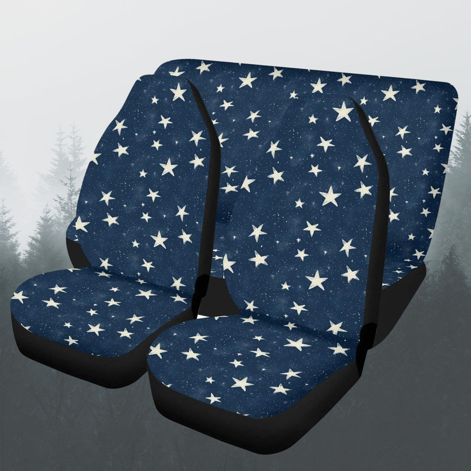Starry Sky Seat Covers Full Set, Midnight Star Front and Back Seat ...