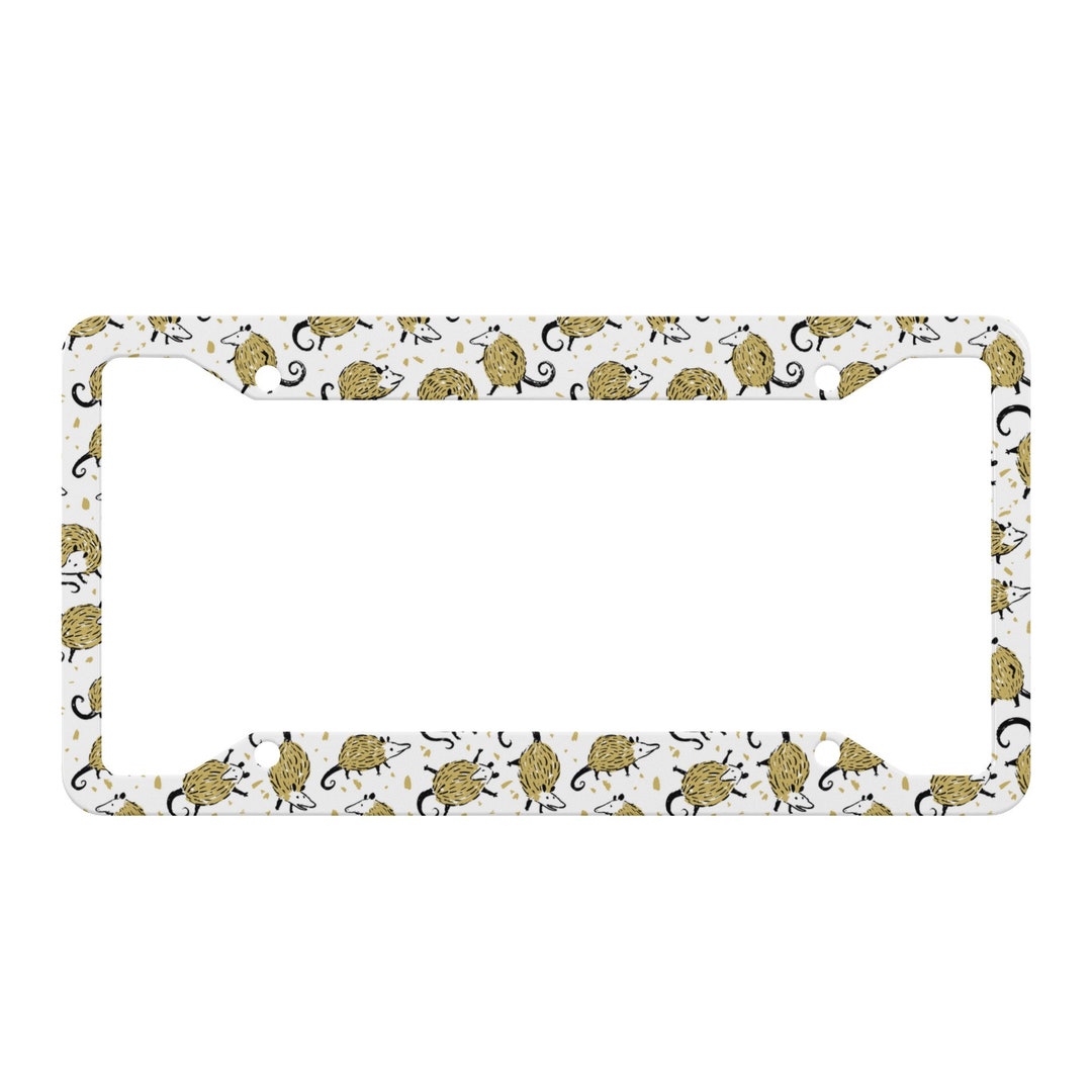 Possum Car Metal License Plate Frame, Cute Opossums Animal License ...