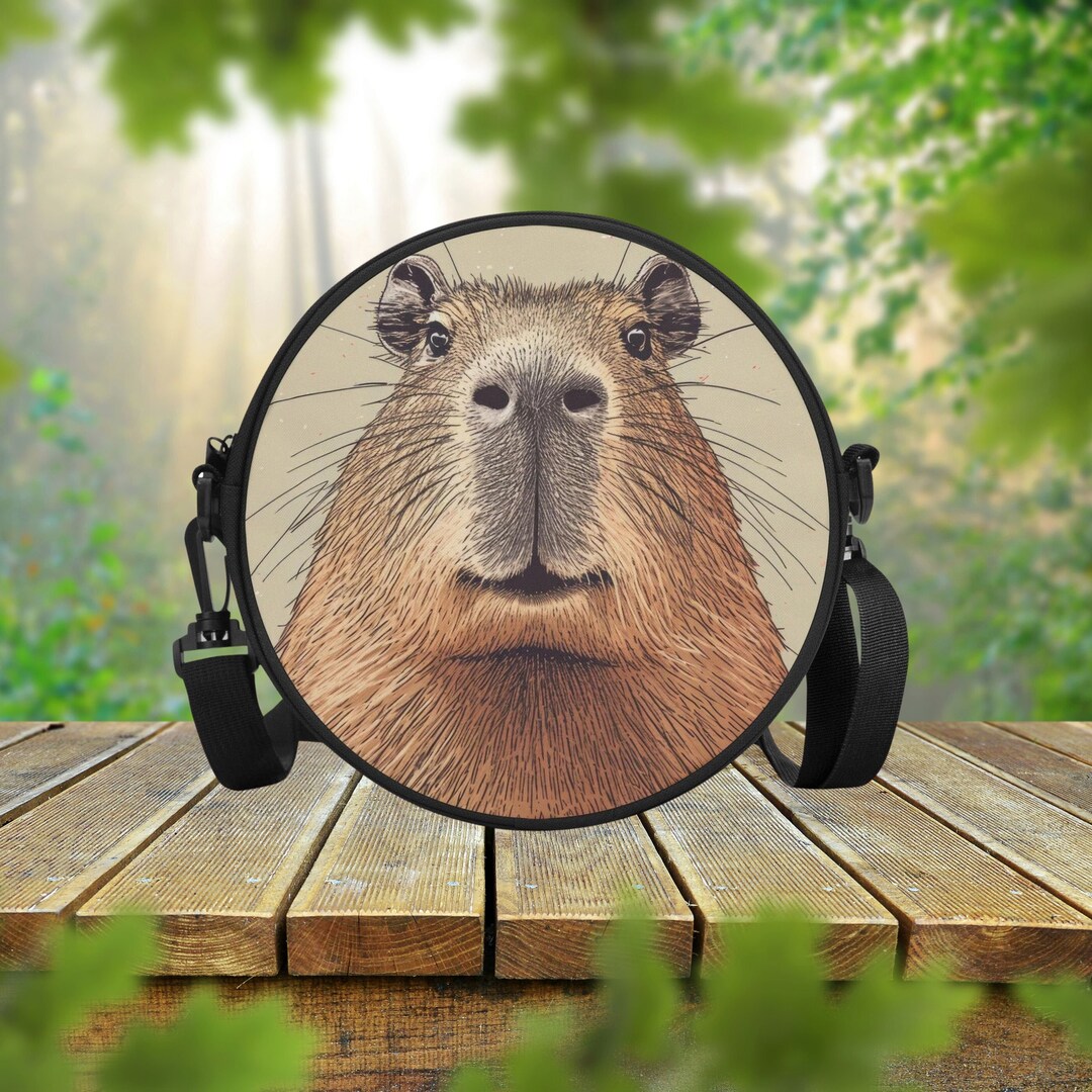 Retro Capybara Round Satchel Bag, Cute Funny Capybara, Nature Animal ...