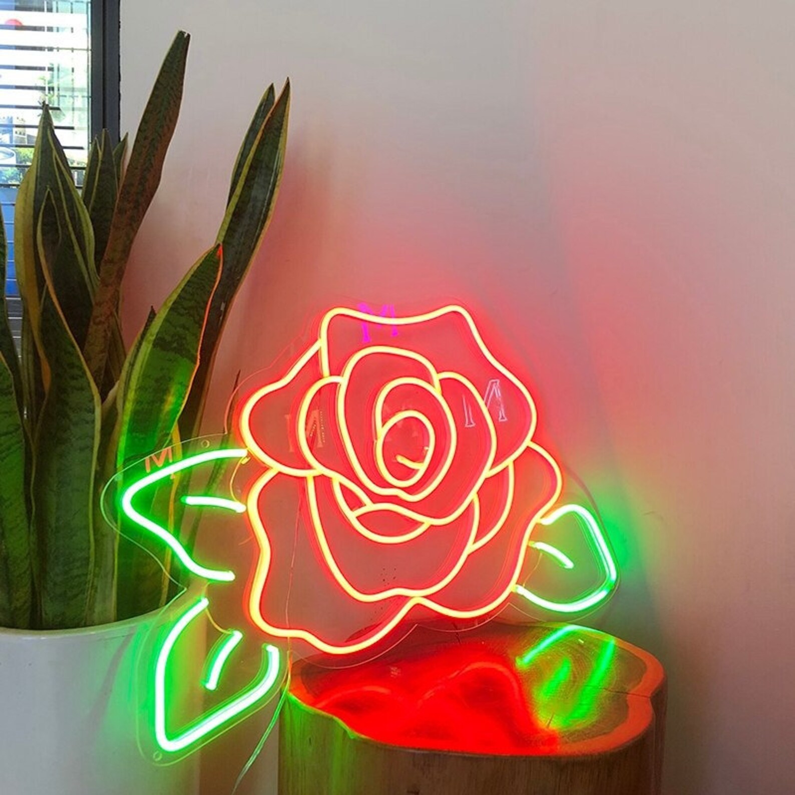 Rose Flower Neon Sign Custom Neon Light Sign Led Custom Pink Etsy