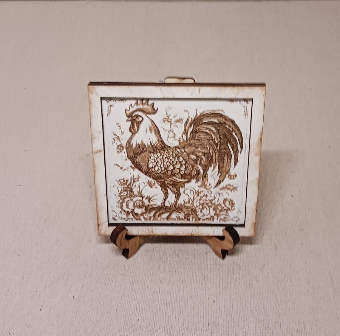 Ornament Rooster Vintage Picture. Farmhouse Style. Tiered Trays ...