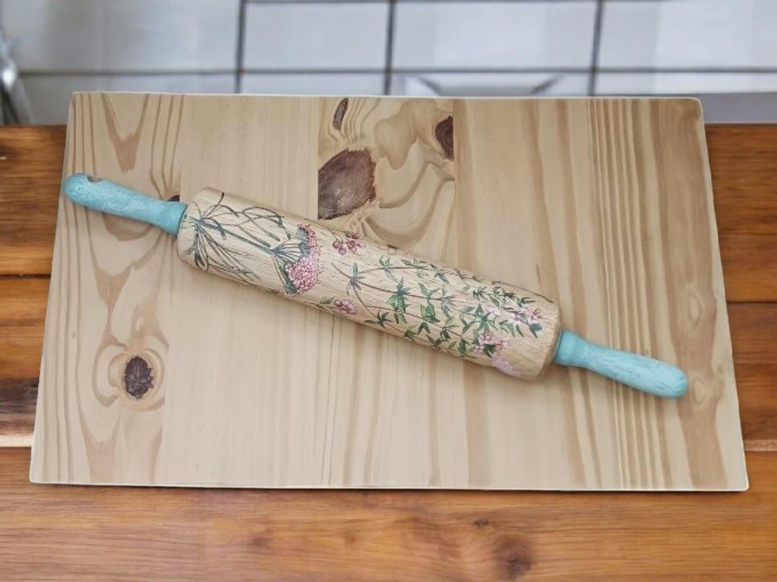 Rolling Pin Floral Decorative Rolling Pin Butterfly Wood - Etsy