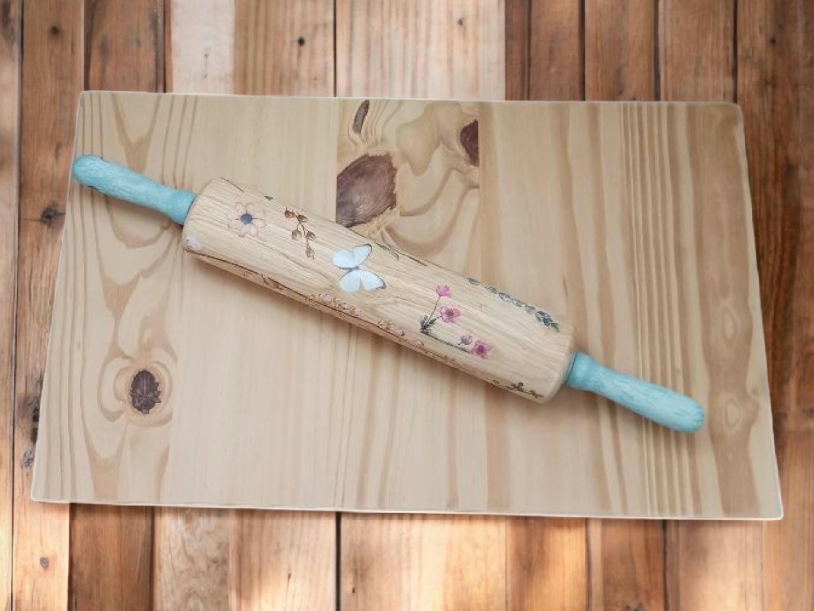 Rolling Pin Floral Decorative Rolling Pin Butterfly Wood - Etsy