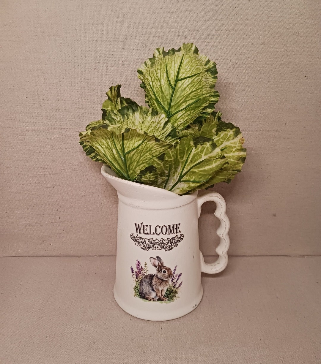 Rabbit Vintage Style Welcome Rabbit Cow Vintage Cabbage Style - Etsy