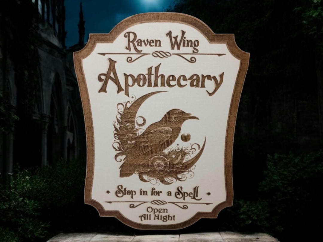 Ravens Wing Apothecary Engraved Wood Sign. - Etsy