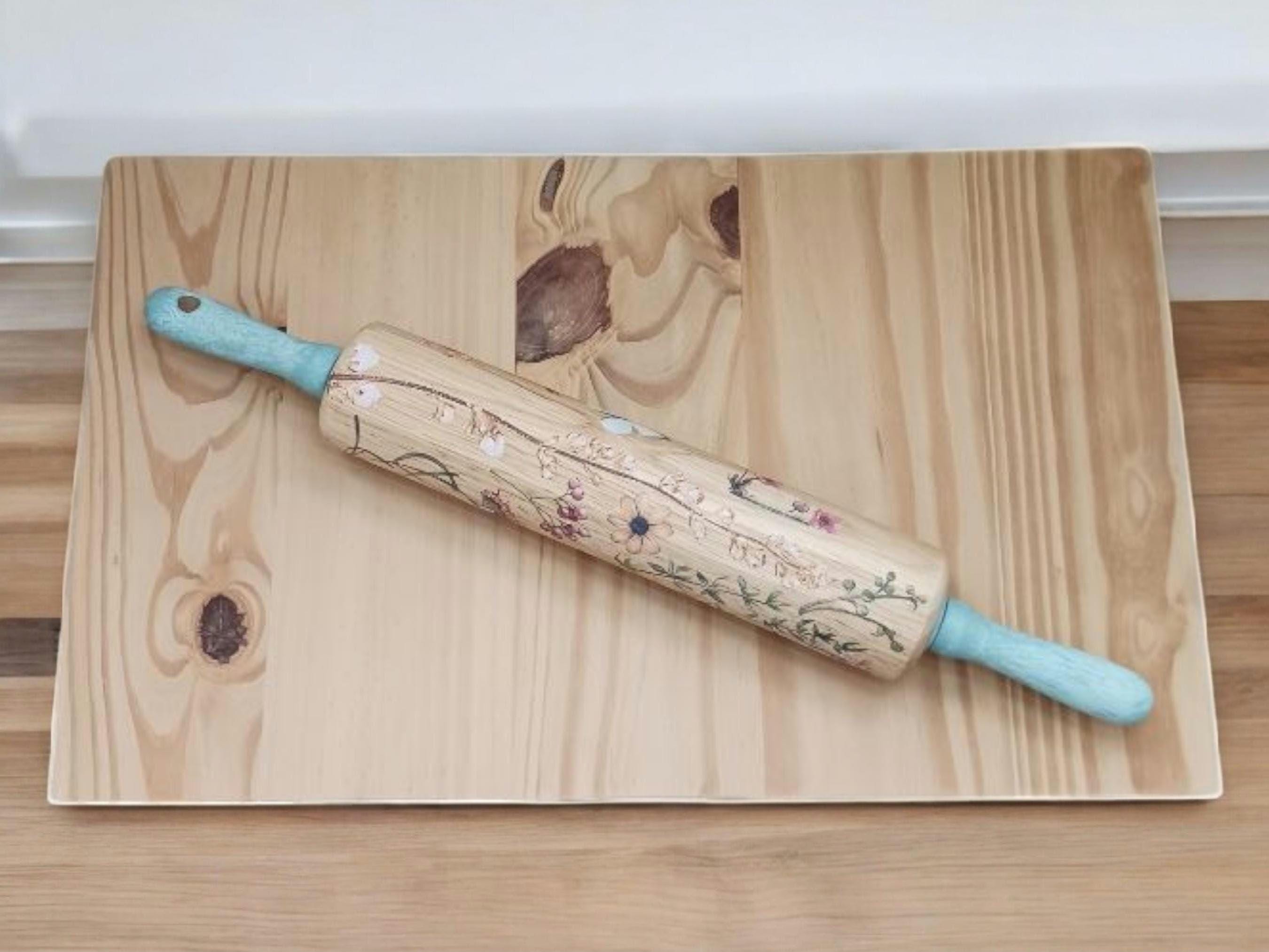 Rolling Pin Floral Decorative Rolling Pin Butterfly Wood - Etsy