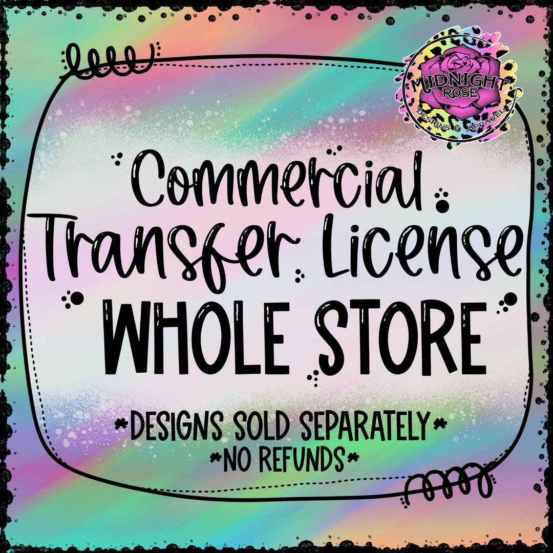 Commercial Transfer License for Whole Shop Midnight Rose Designs - Etsy