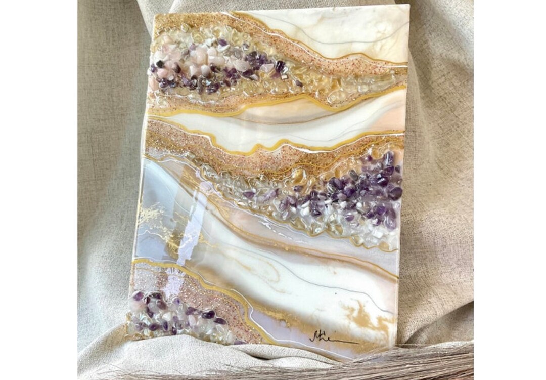 Unique Resin Art Painting With Natural Stones – Handmade Wall Art - Etsy