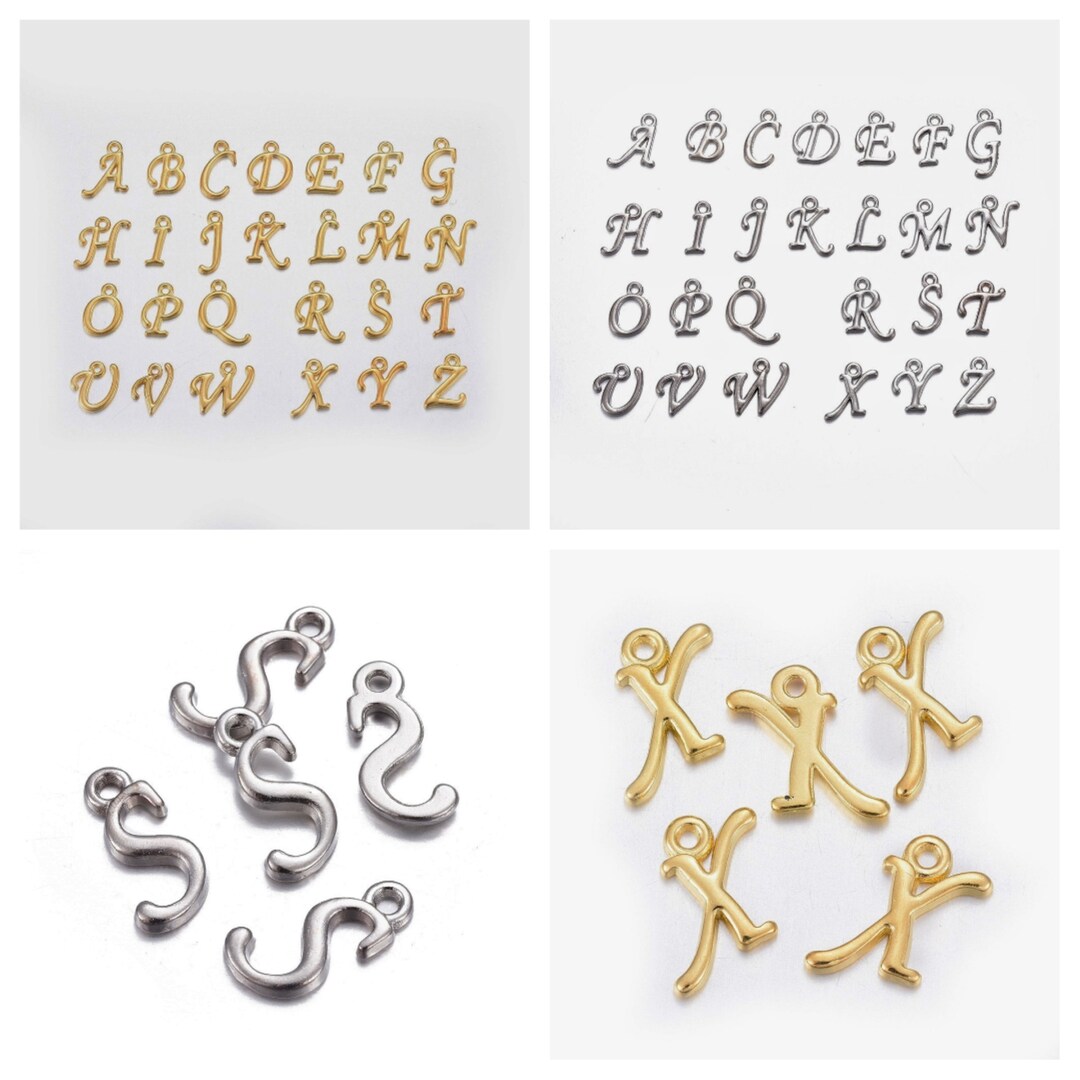 Alphabet A-Z Full Set, Cursive Letter, Alloy Plated in Platinum, Gold ...