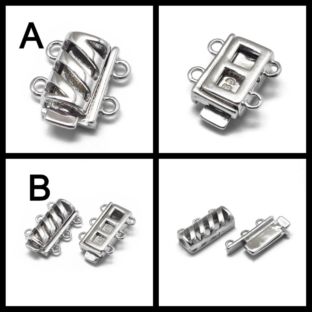 1 Set 925 Sterling Silver Multi Strand Box Clasps, High Quality, Carved ...