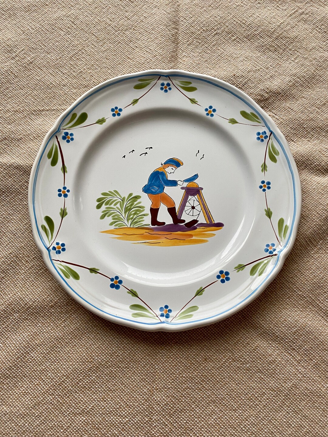 VTG French Hand Painted Faience Ceramic Plate From Brittany - Etsy