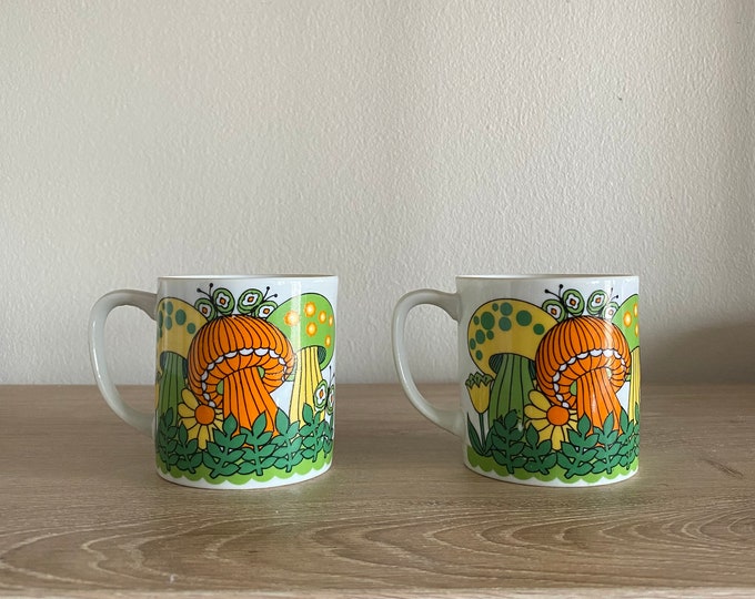 RARE FIND 1970s Vintage Mushroom Coffee Mug | Set of 2 - Etsy