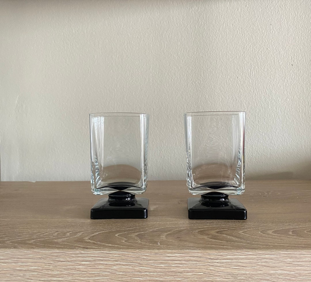 Vintage 70s Disaronno Black Square Cocktail Glass | Set of 2 - Etsy