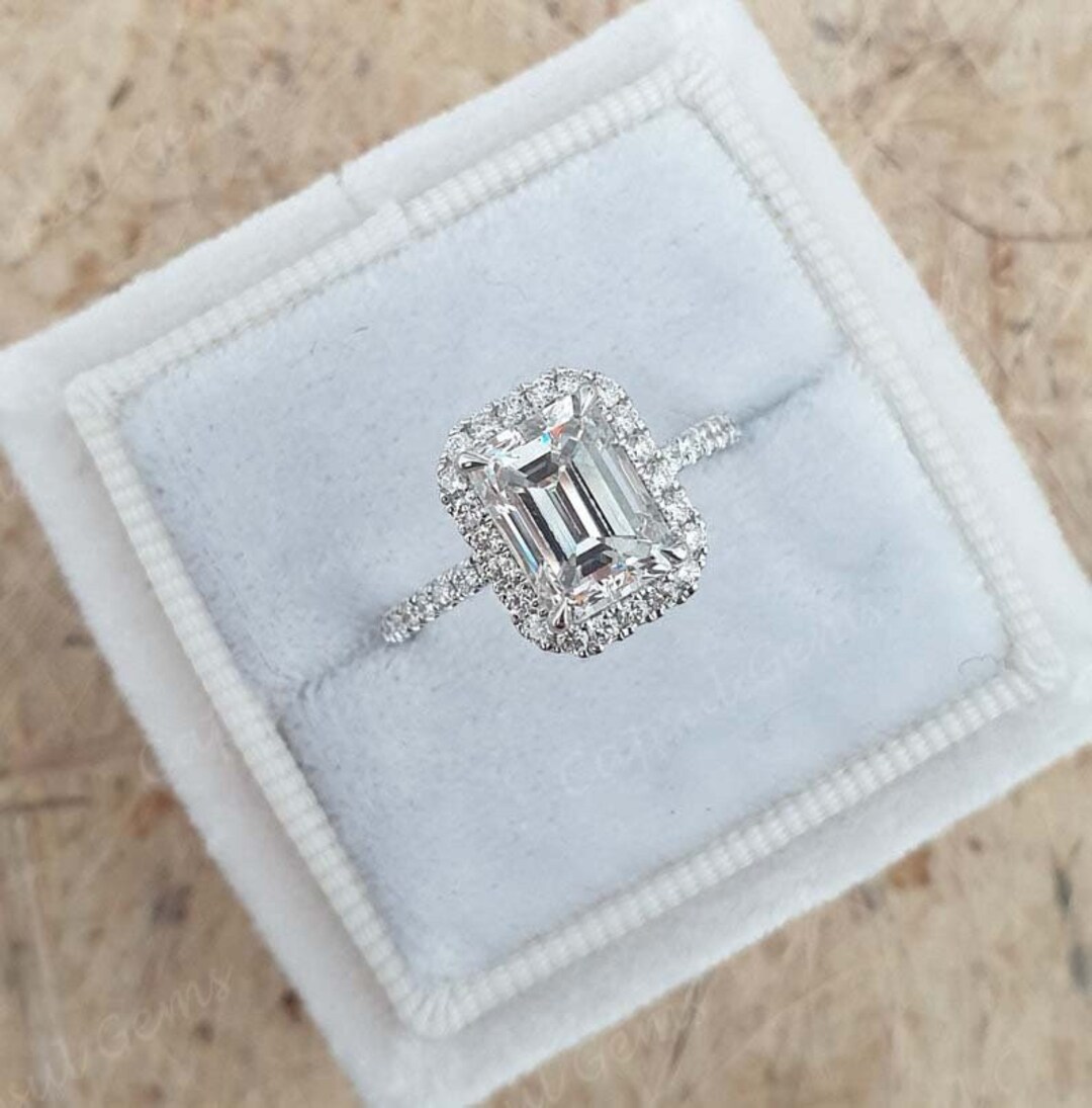 2.2 Carat Emerald Cut Diamond Engagement Ring/14k Gold - Etsy