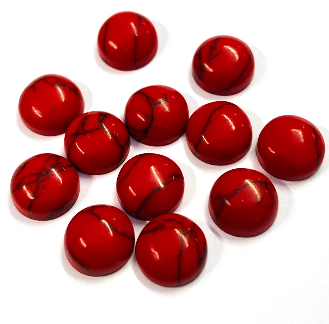 Red Howlite Round Cabochons, Calibrated Gemstone, Jewelry Making (3-25 ...