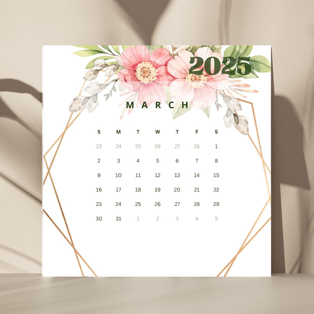 2025 Calendar Pocket Cards, Floral Themes, Monthly Desk Calendar ...