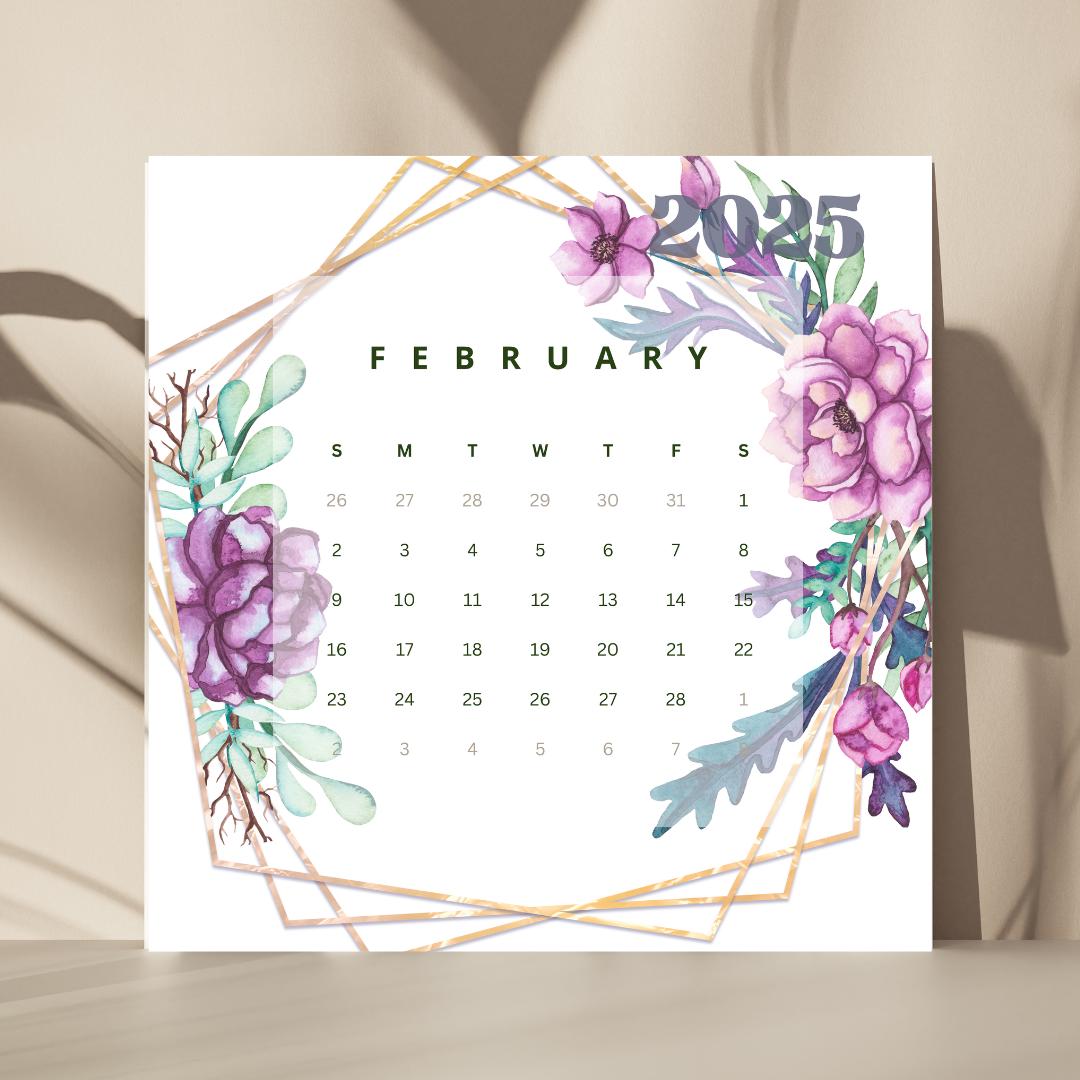 2025 Calendar Pocket Cards, Floral Themes, Monthly Desk Calendar ...