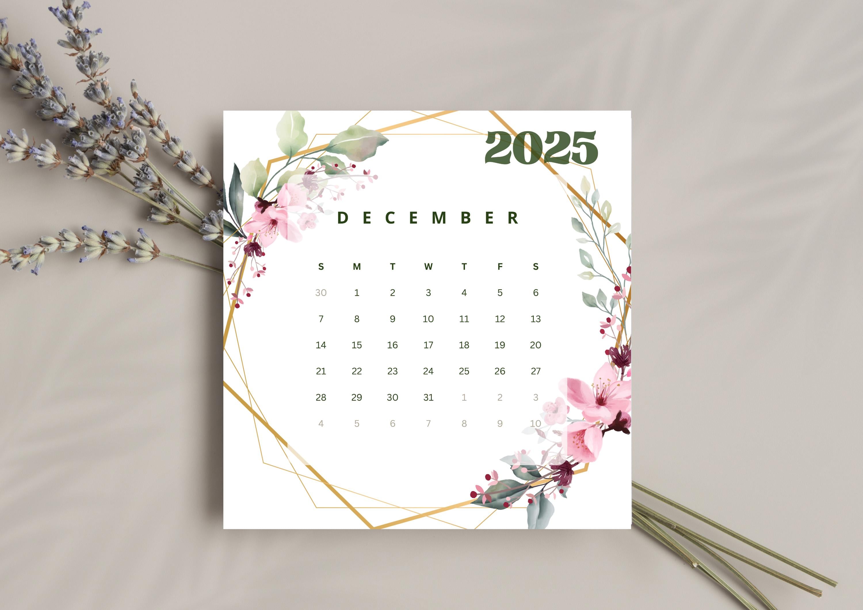 2025 Calendar Pocket Cards, Floral Themes, Monthly Desk Calendar ...
