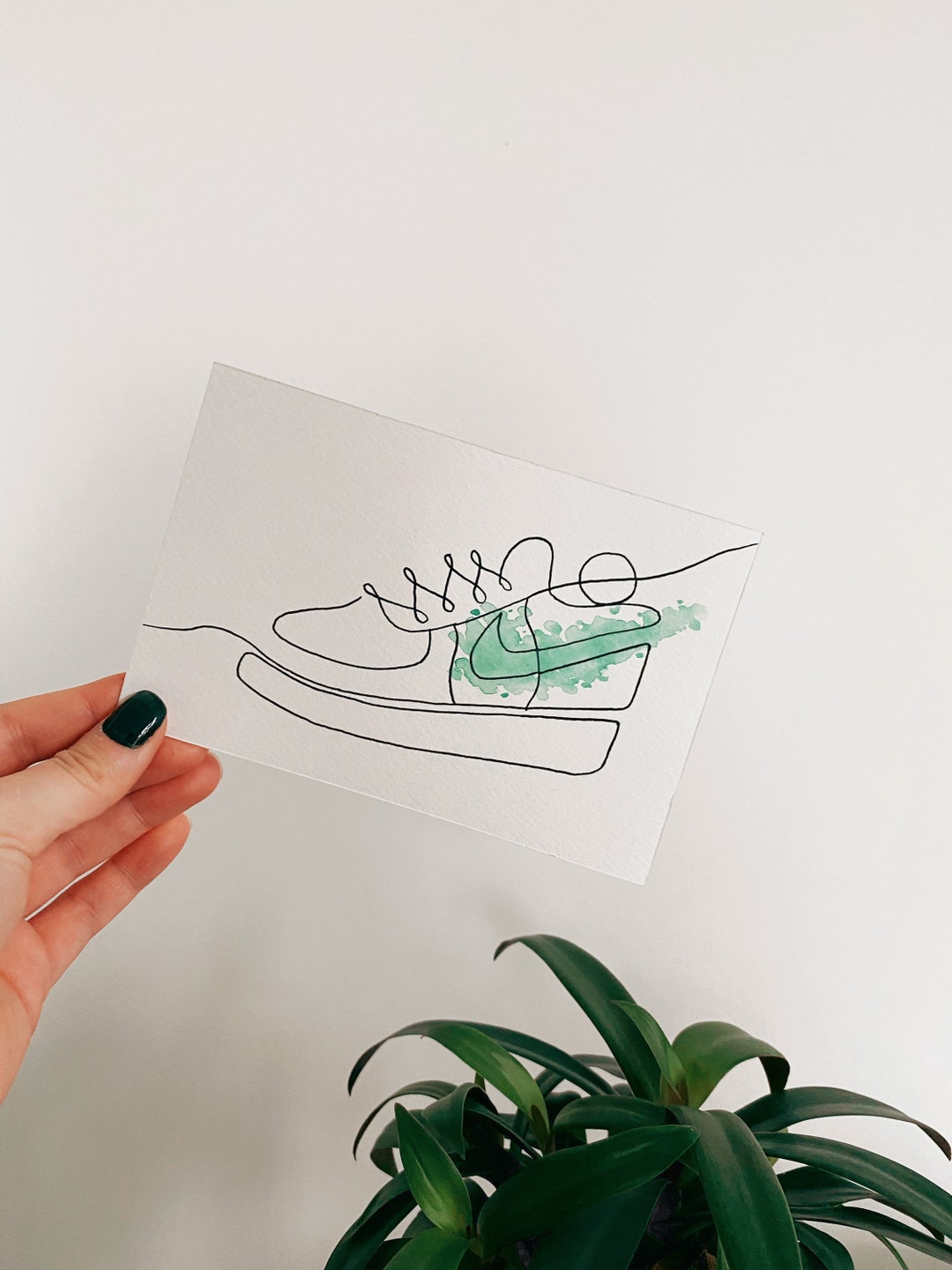 Abstract Sneaker / Trainer Line Drawing Hand Painted - Gifts for Him ...