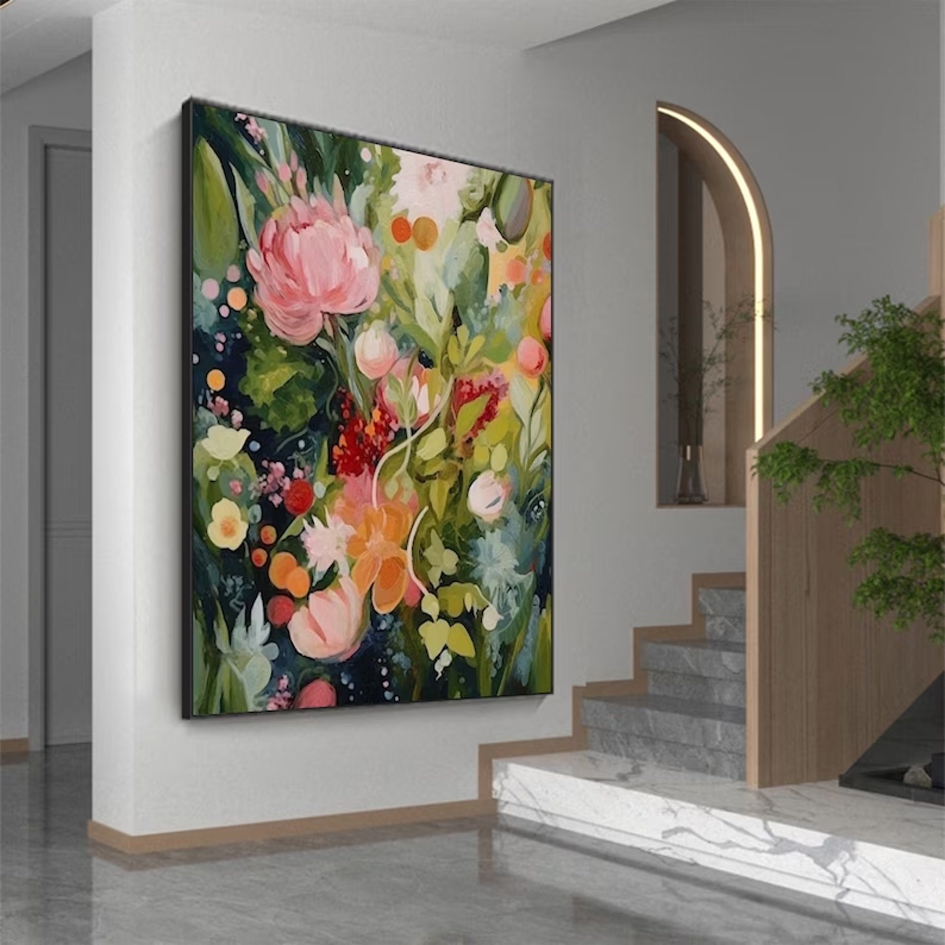 Original Colorful 3D Flower Painting on Canvas Heavy Textured Wall ...