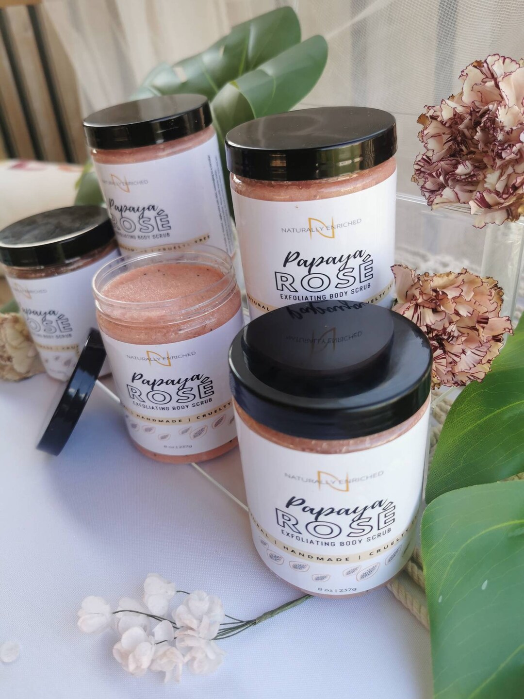 Papaya & Rose Clay Body Scrub luxury Sugar Scrub Smooth - Etsy