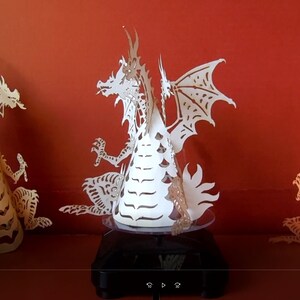 3D Dragon, Dragon SVG, 3D Dragon Template, Openwork Dragon Tea Lamp ...