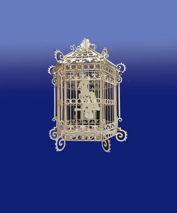 Parrot in a Cage-3d Template for Cutting Paper-svg - Etsy