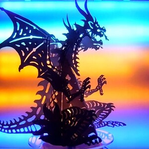 3D Dragon, Dragon SVG, 3D Dragon Template, Openwork Dragon Tea Lamp ...