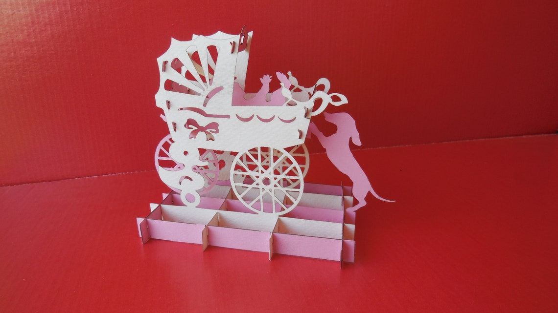 3D baby stroller template for cutting paper SVG | Etsy