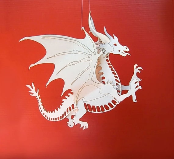 Dragon 3D Template for Cutting Paper | Etsy