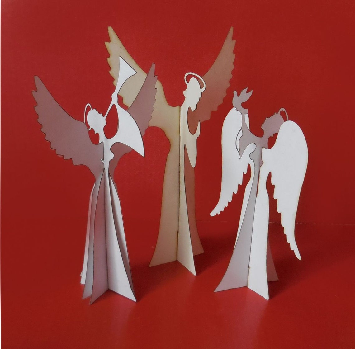 3 Christmas Angels Figurines, Christmas Angels SVG, Christmas Angel ...