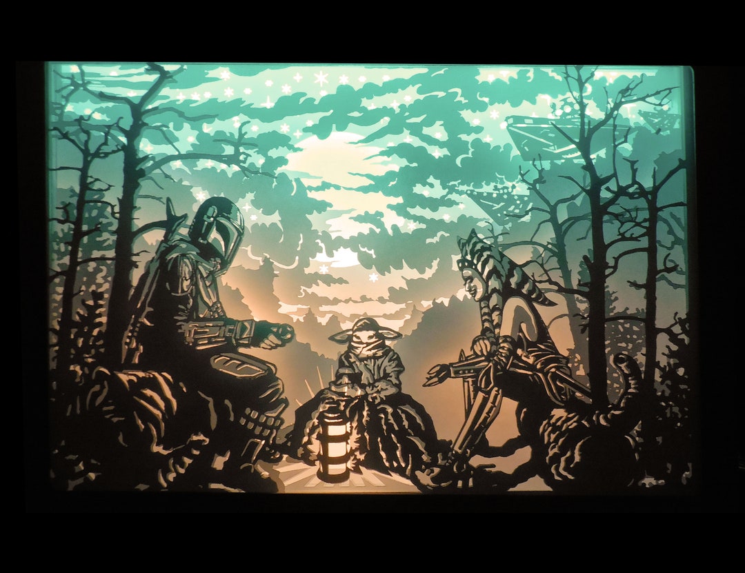 Evening in the Mandalorian Forest-swg Template for LIGHT BOX With Baby ...