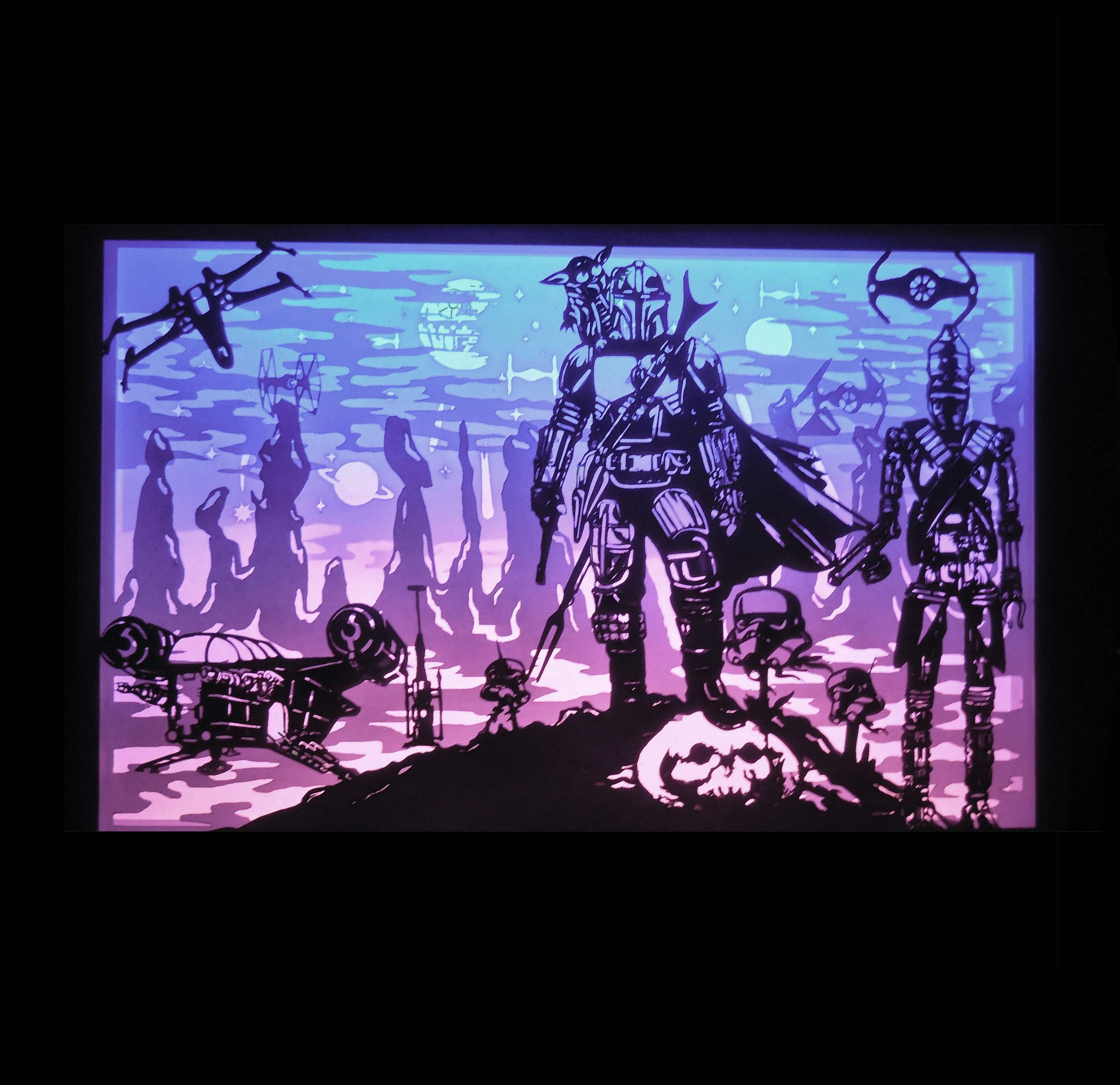 Starwars 3 the Mandalorian and Baby Yoda - Light Box Templates - SVG - Etsy