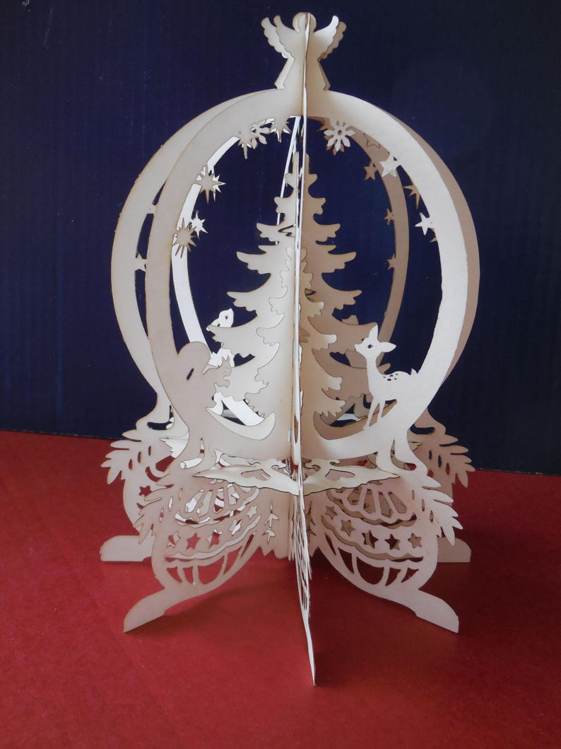 Paper Cutting Template With Christmas Tree - Snow Globe (digital ...