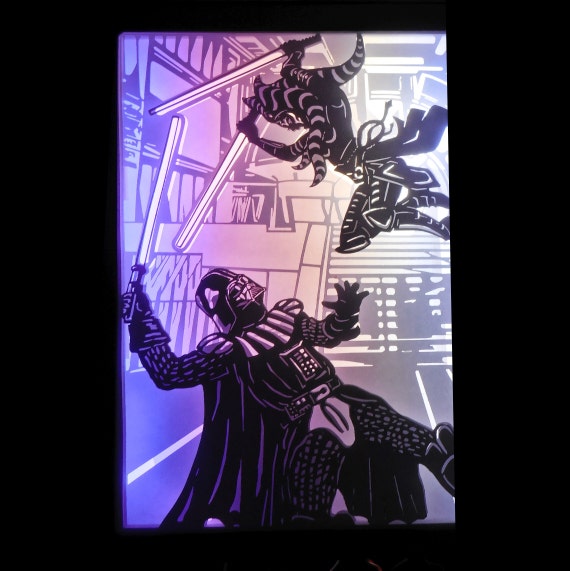 Ahsoka Tano Fight Dart Vader Star Wars Shadow Box Light Box | Etsy