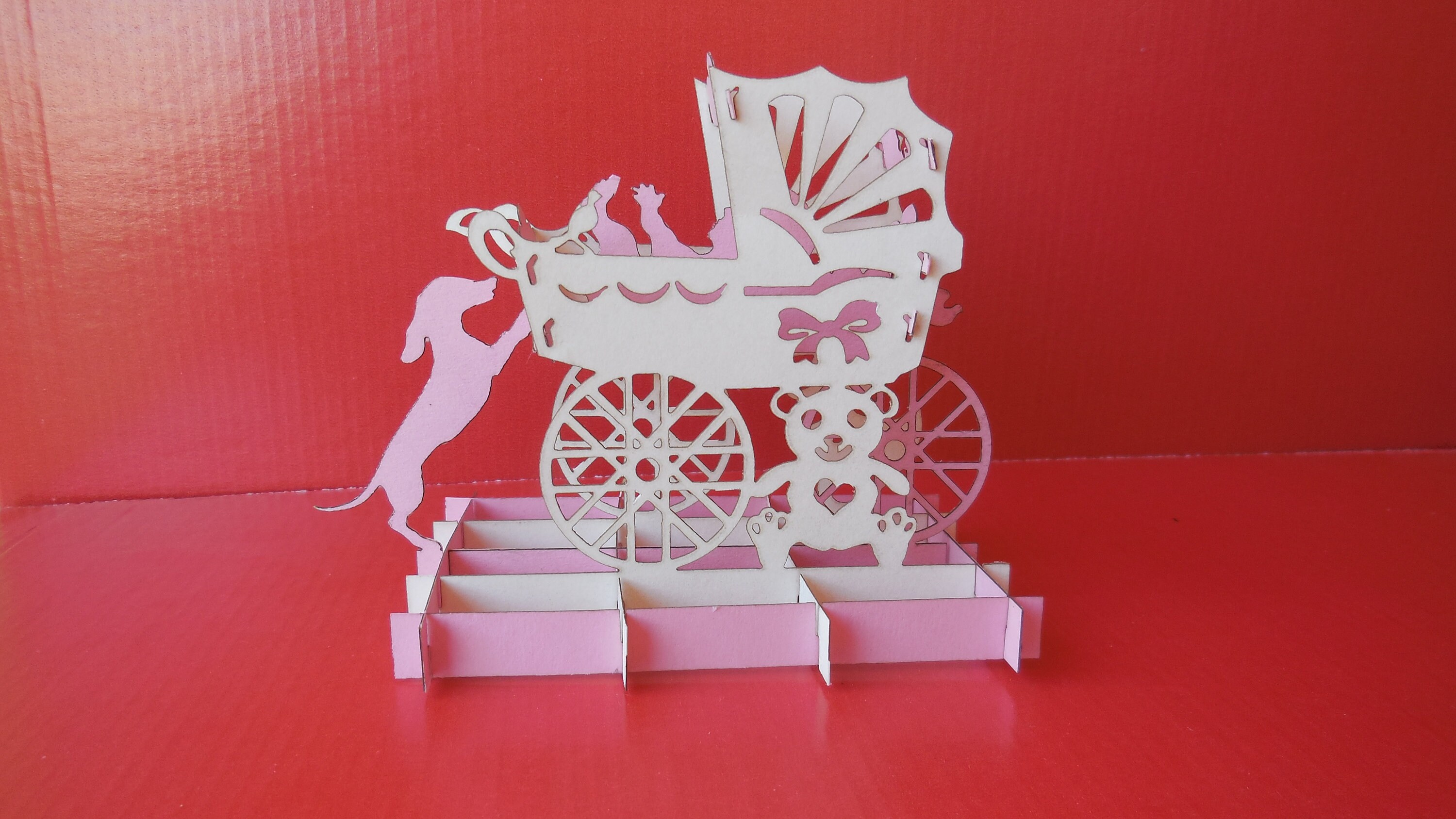 3D Baby Stroller Template for Cutting Paper SVG - Etsy