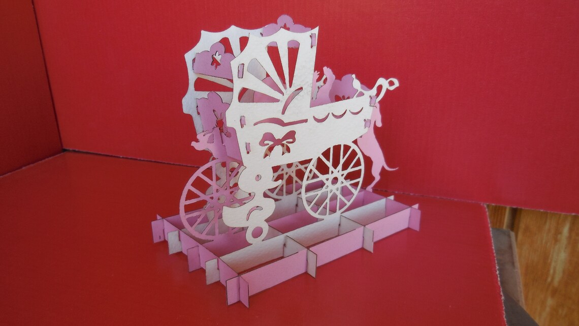 3D baby stroller template for cutting paper SVG | Etsy