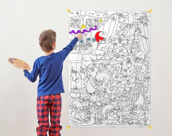 XXL Giant Coloring Poster With Home Indoor Activities for Kids Unicorns ...