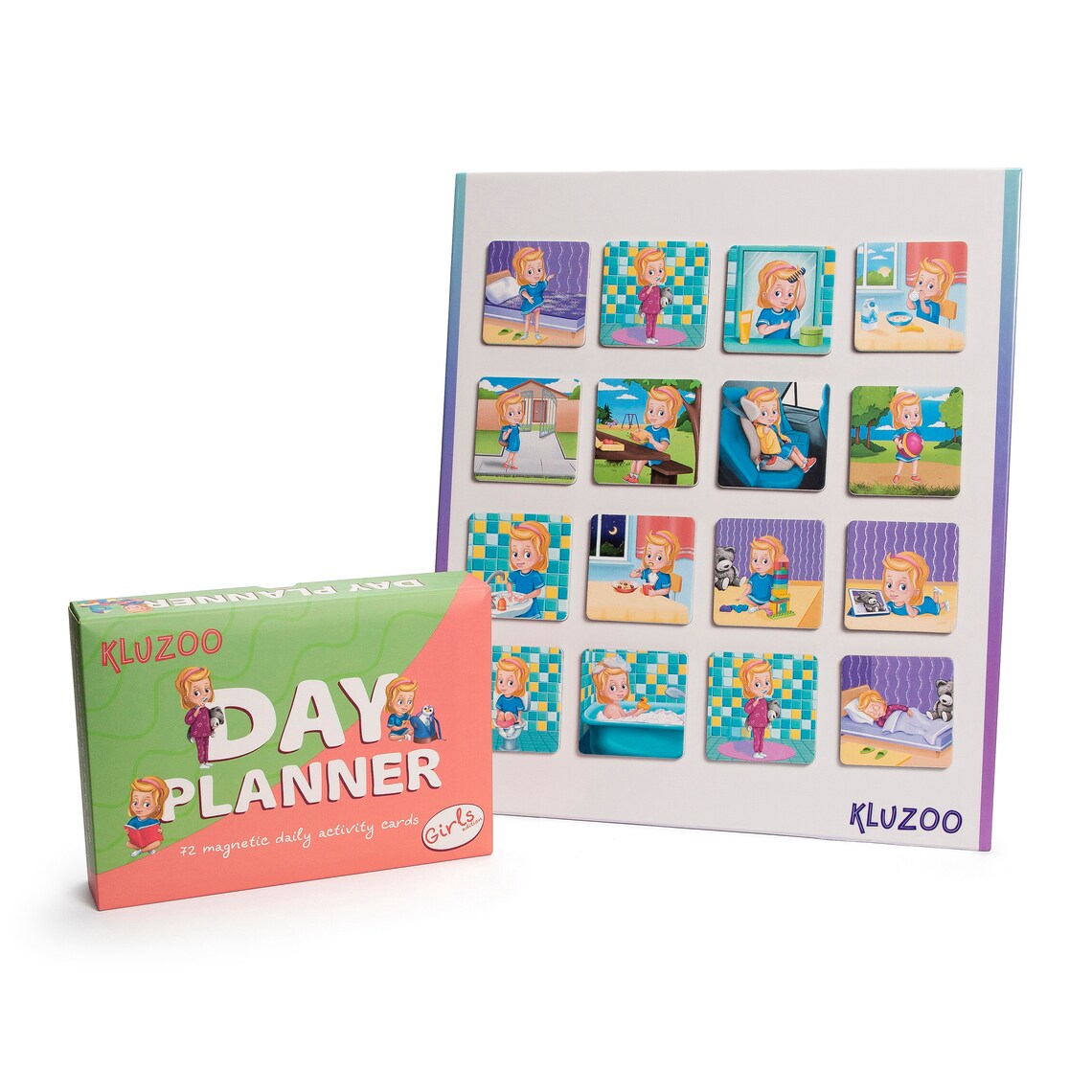 Dayplanner Board for Kids With 72 Magnetic Cards-visual - Etsy
