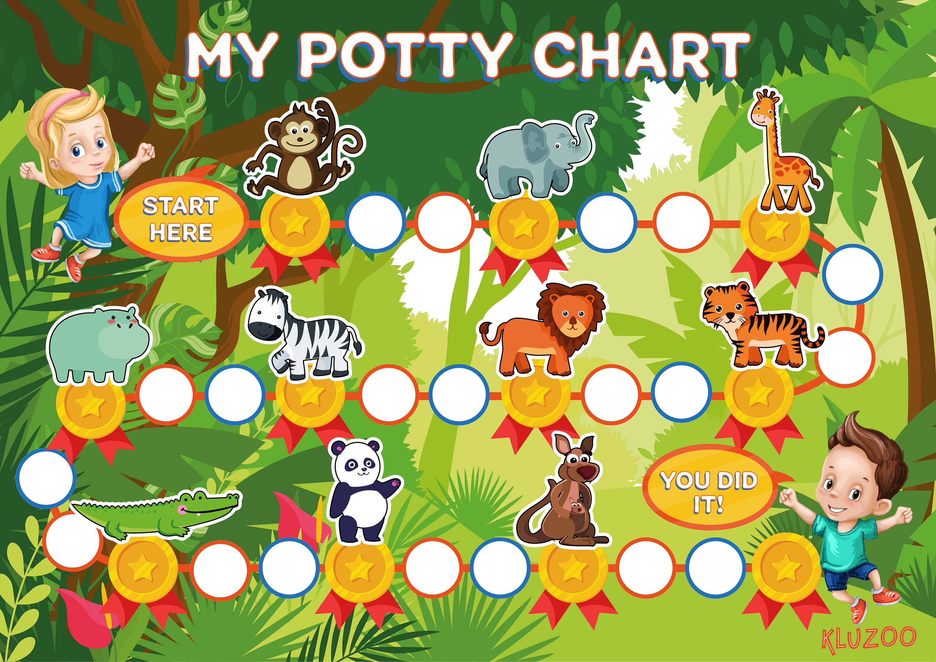 Potty Training Reward Chart Printable - Instant Download - A4/A3/A5 ...