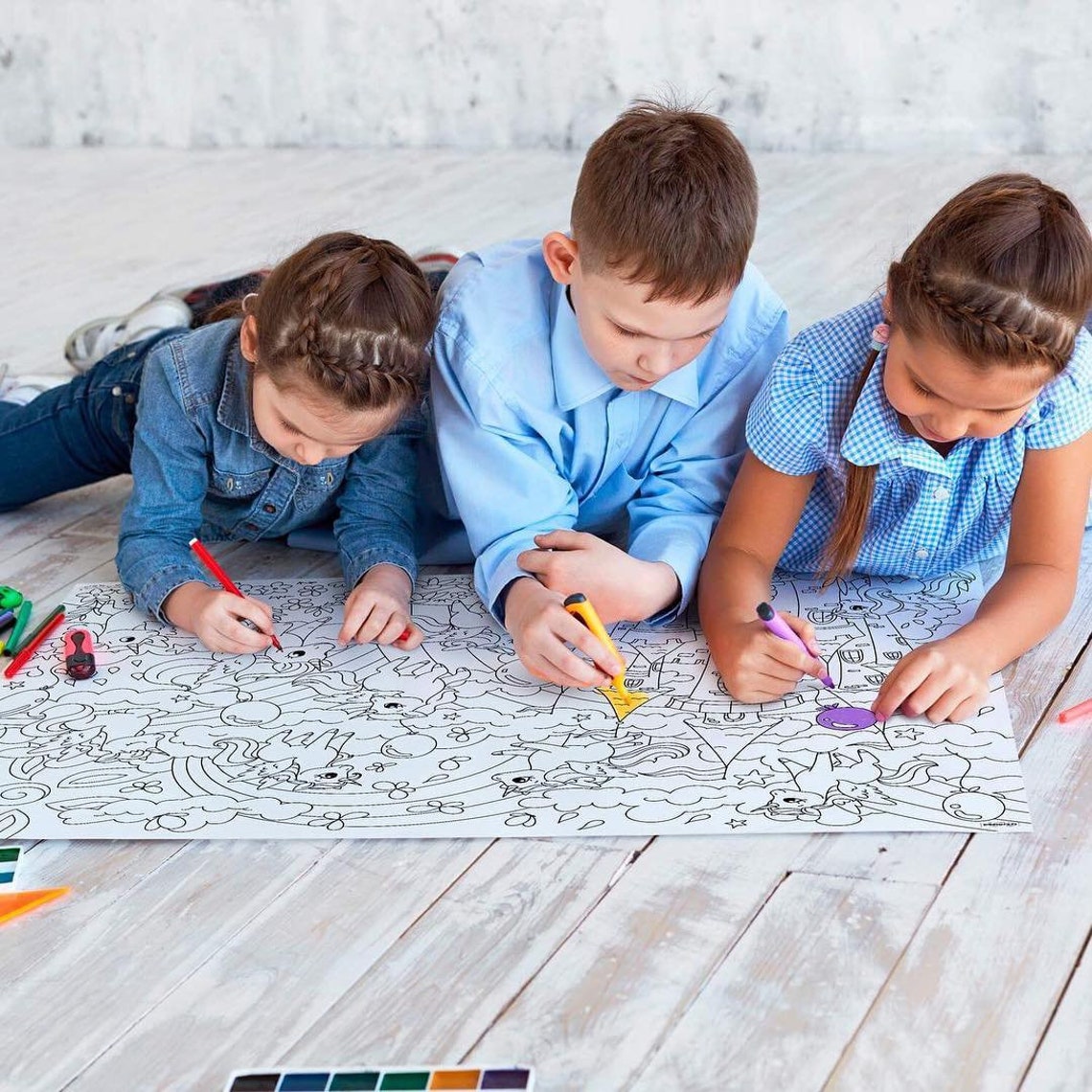 XXL Giant Coloring Poster With Unicorns Indoor Activities for Kids ...