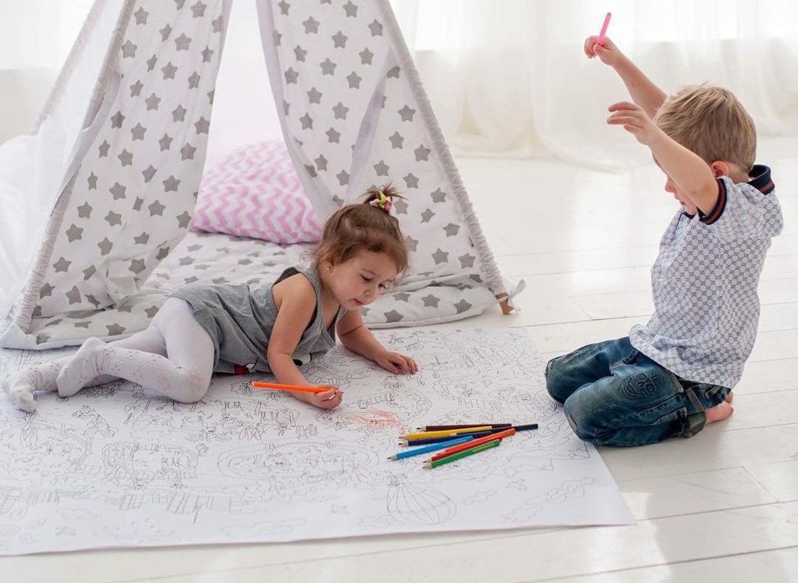 XXL Giant Coloring Poster With Unicorns Indoor Activities for Kids ...