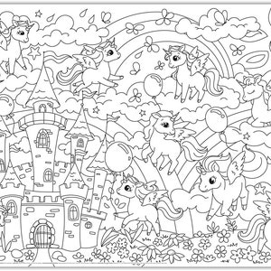 XXL Giant Coloring Poster With Unicorns - Indoor Activities for Kids ...