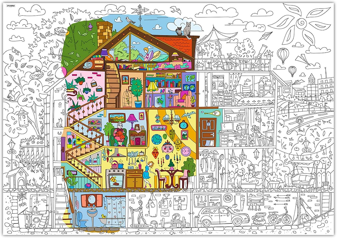 XXL Giant Coloring Poster With Home - Indoor Activities for Kids ...