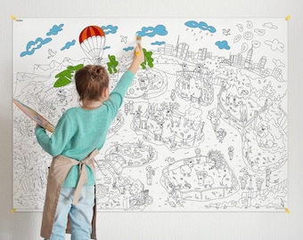 XXL Giant Coloring Poster With Home Indoor Activities for Kids Unicorns ...