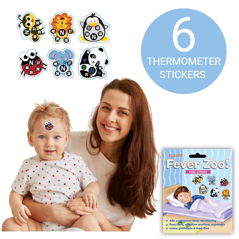 FEVER ZOO - Stick-on Fever Indicators - Temperature Monitoring for Kids ...