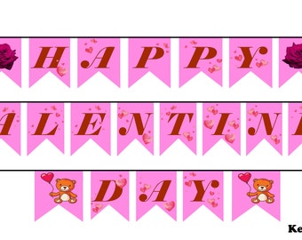 Candy Heart Banner Valentines Day Printable Banner Galentines Day Decor ...